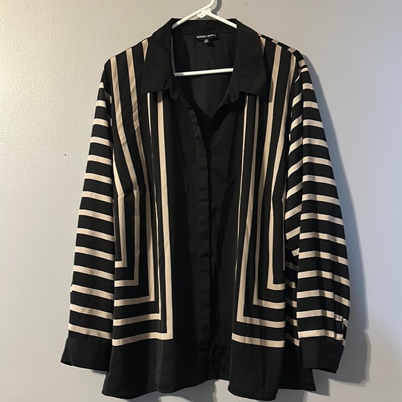 Modern Works | Tops | Modern Works 2x Black Tan Striped Long Sleeve Top ...